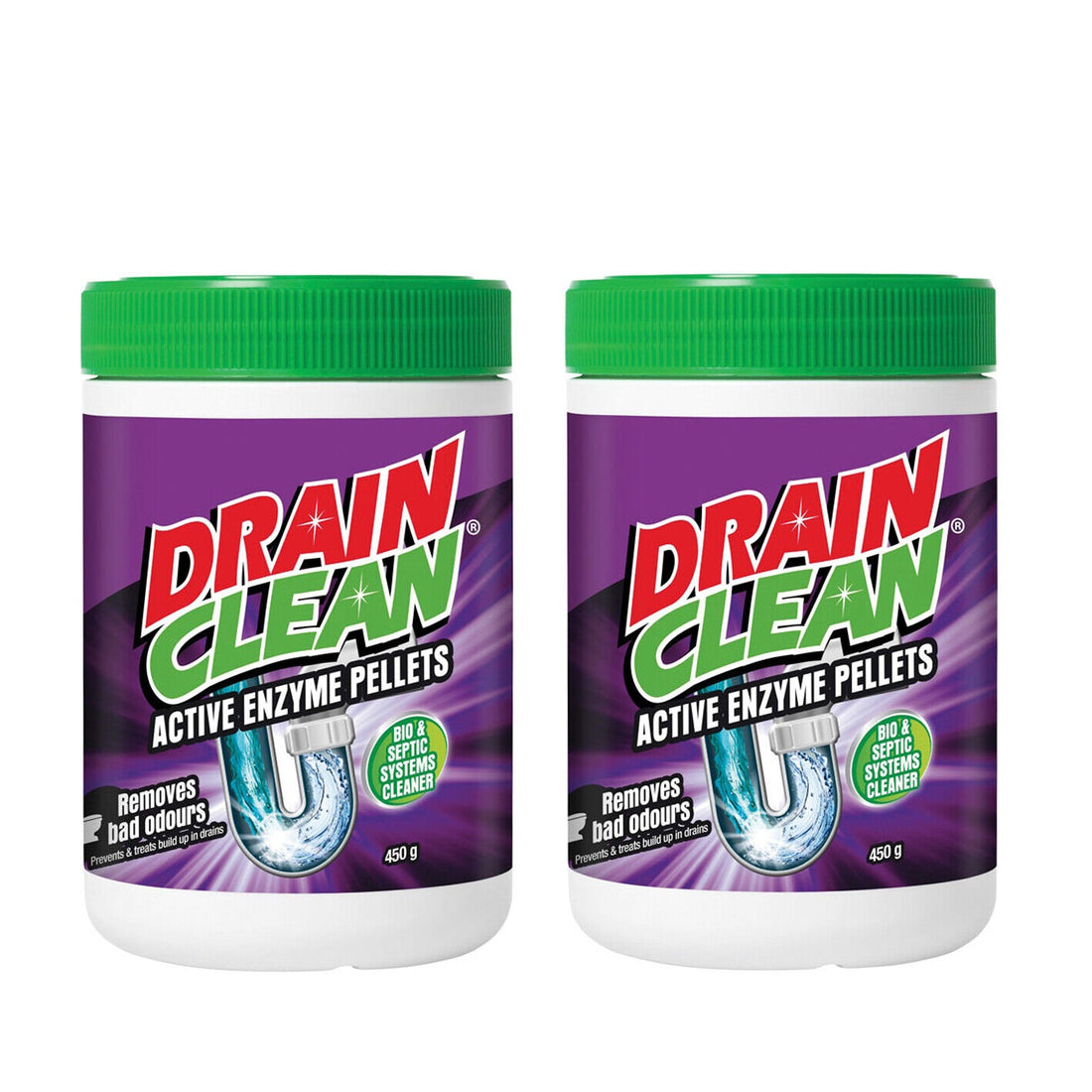 Drain Cleaner & Odour Eliminator Heavy Duty Actizyme Enzyme 900g 2x450 ...