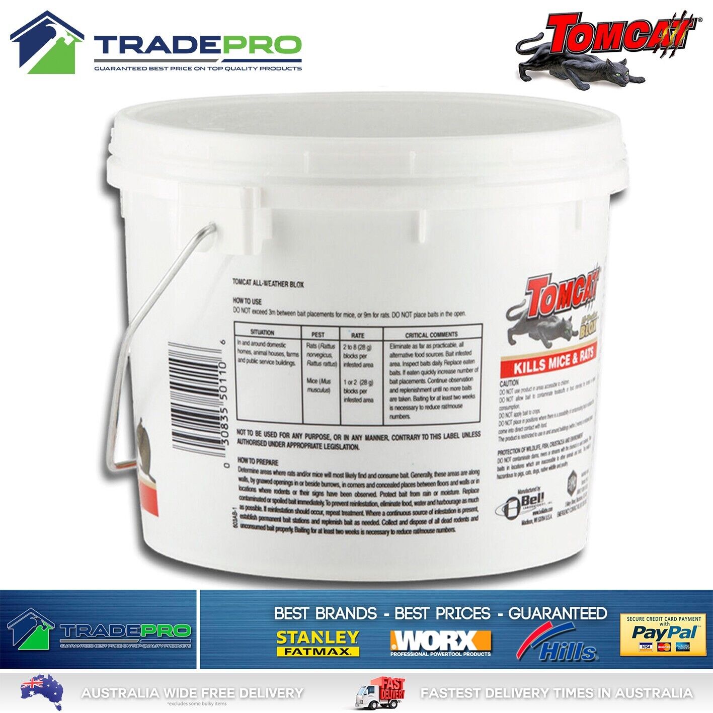 Tomcat Ultra All Weather Blox 784g PRO Rat Bait Mouse Trap Poison Rode ...