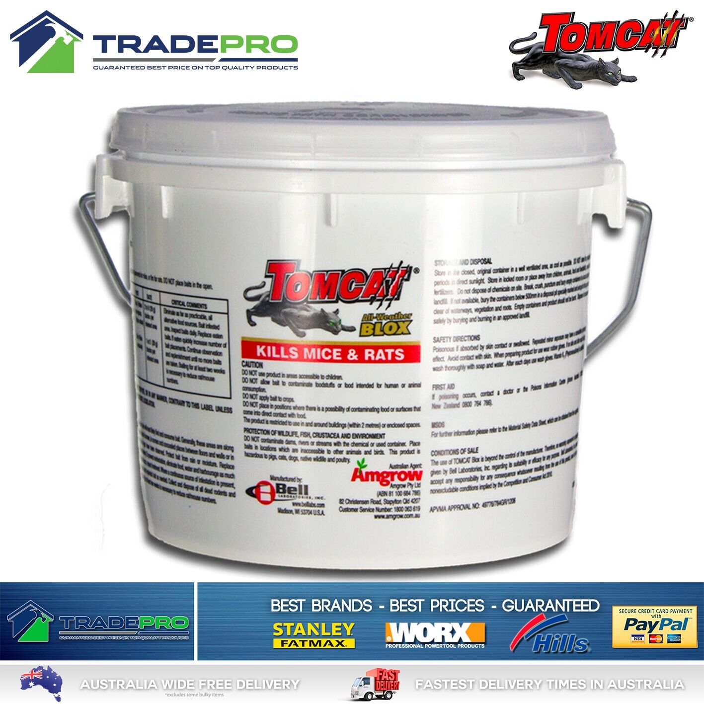 Tomcat Ultra All Weather Blox 784g PRO Rat Bait Mouse Trap Poison Rode ...