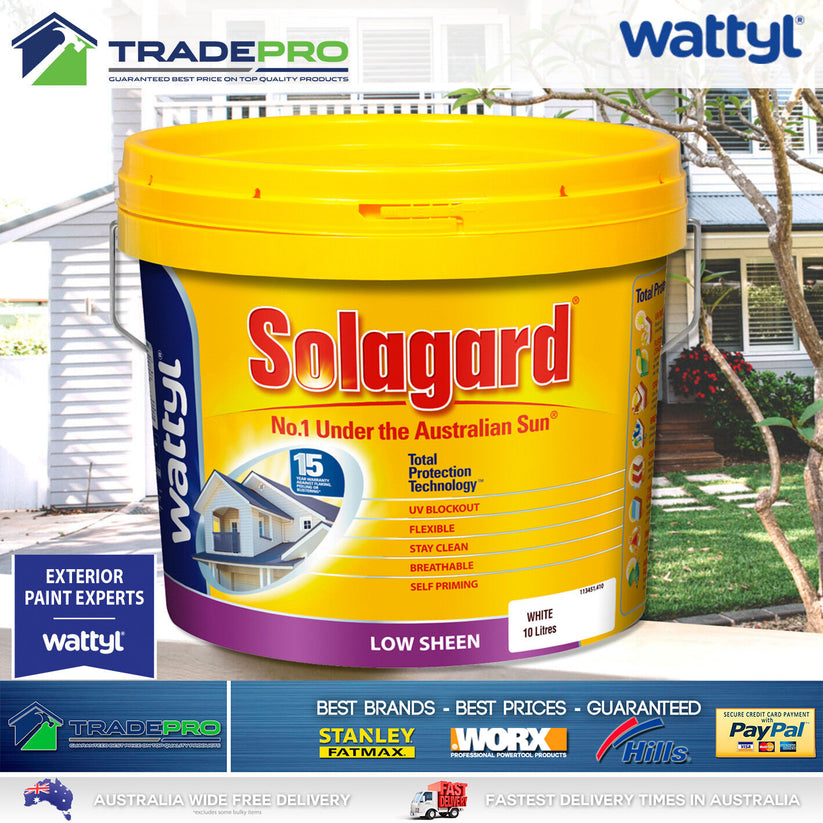 Paint White 10L Wattyl SOLAGARD® Low Sheen FREE TINTING INT & EXT Sola ...