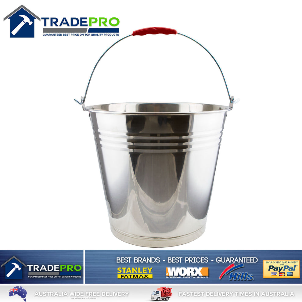 Stainless Steel Bucket with Handle 10Ltr Heavy Duty Quality 10L Marine ...