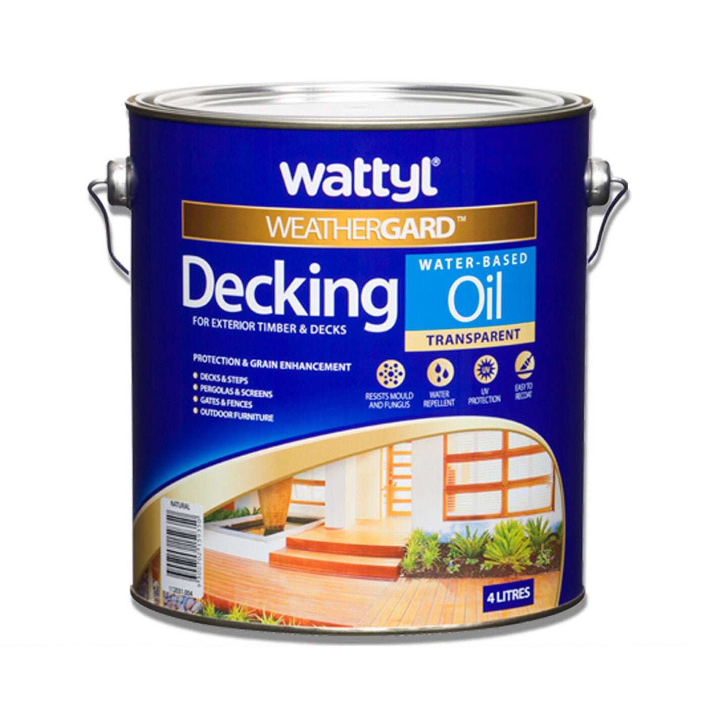 Wattyl Decking Oil PRO Water Based 4L Natural Timber Outdoor Wood Deck ...