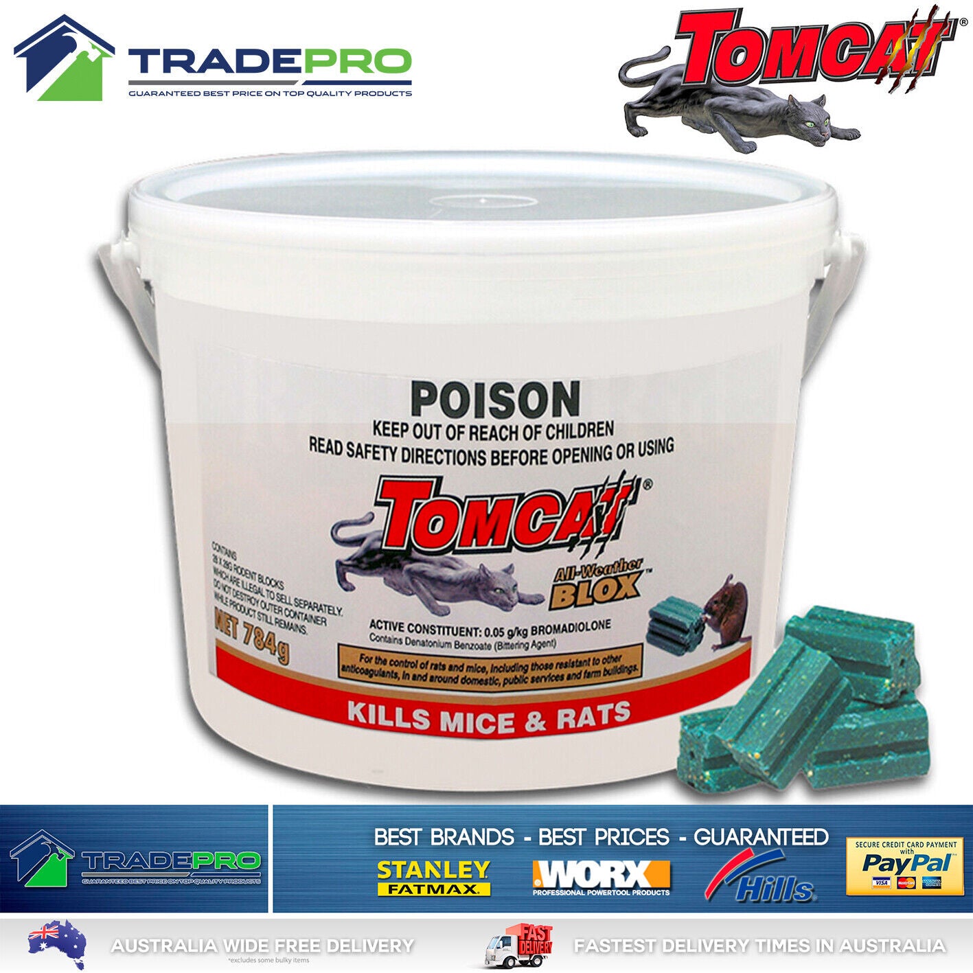 Tomcat Ultra All Weather Blox 784g PRO Rat Bait Mouse Trap Poison Rode ...