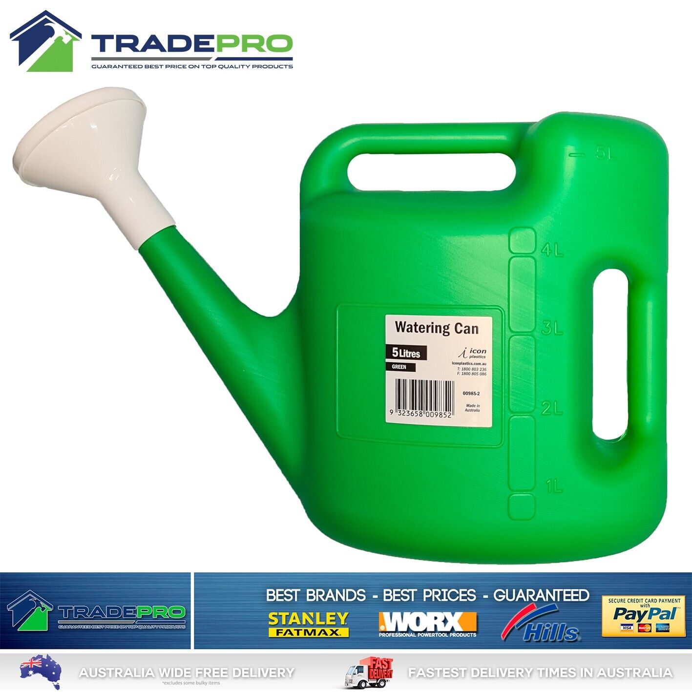 Watering Can 5L Large Premium UV Stabilized Plastic Flower Sprinkler 7 ...