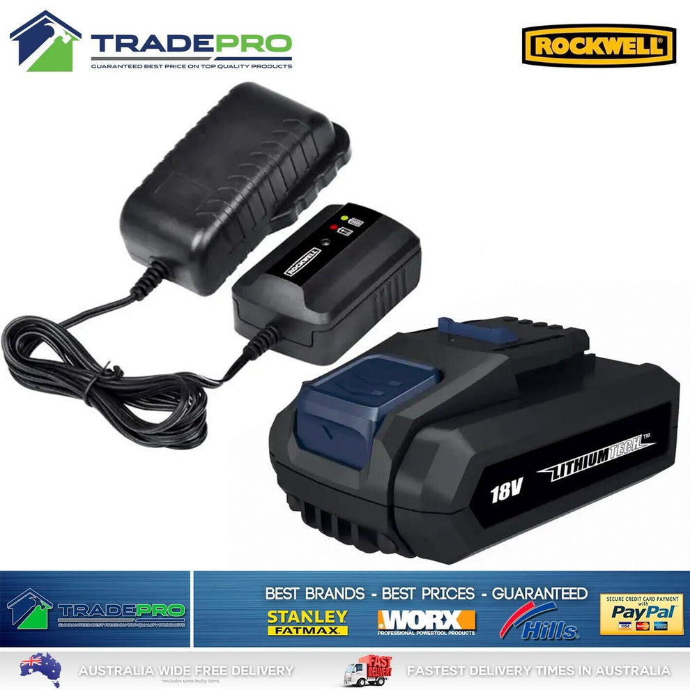Rockwell® Genuine 18V 2.0Ah Li-Ion Battery & Rapid Charger Kit Recharg ...